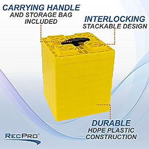 RecPro RV Leveling Blocks Stackable 10 Piece | Compatible with Single Wheels, Double Wheels, Hydraulic Jacks, Tongue Jacks and More