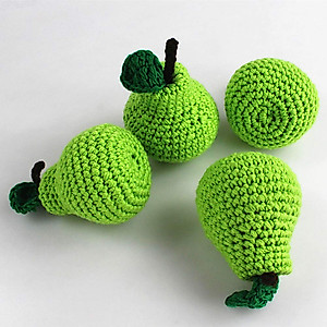 BARMI Realistic Vegetable Fruit Lemon Crochet Knit Toy Newborn Baby Photography Props,Perfect Child Intellectual Toy Gift Set Random Color Green Pear