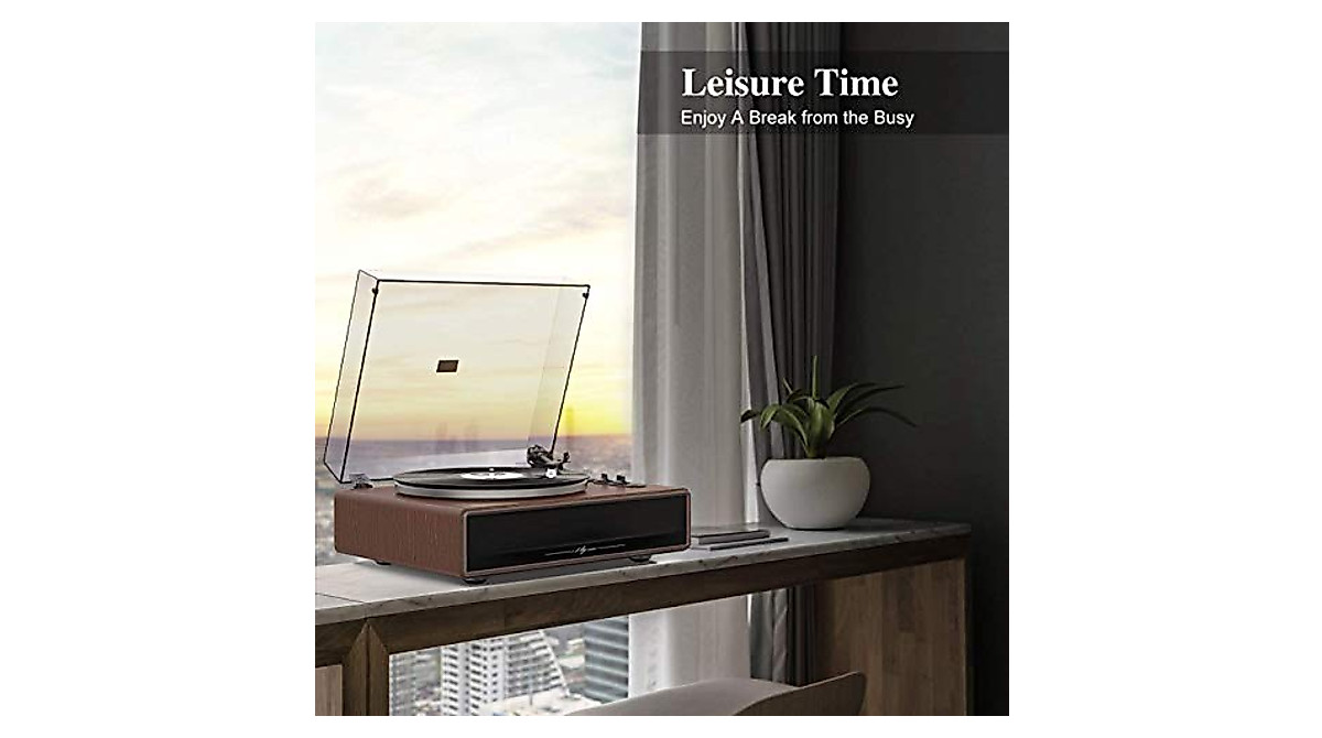 1 by ONE Hi-Fi Belt Drive Turntable with Speakers & Bluetooth