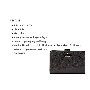 Kate Spade Wallets for Women Shimmy Glitter Wallet (Black)