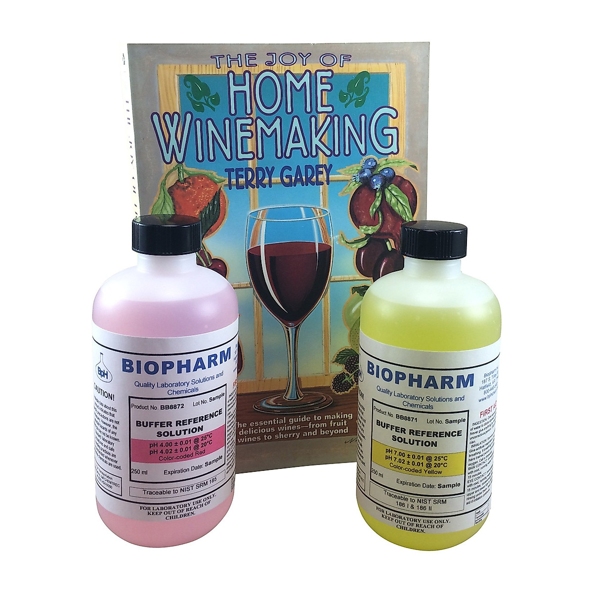 pH Buffer Calibration Solution Kit 2-Pack — one pH 4.00 (red) and one pH 7.00 (Yellow), Each 250 mL (8.4 fl oz) — NIST Traceable Reference Standards for All pH Meters
