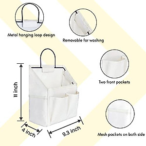 Kanrichu 2pcs Large + 2pcs Small Wall Hanging Storage Bag for Home & Camper (Blue & White)