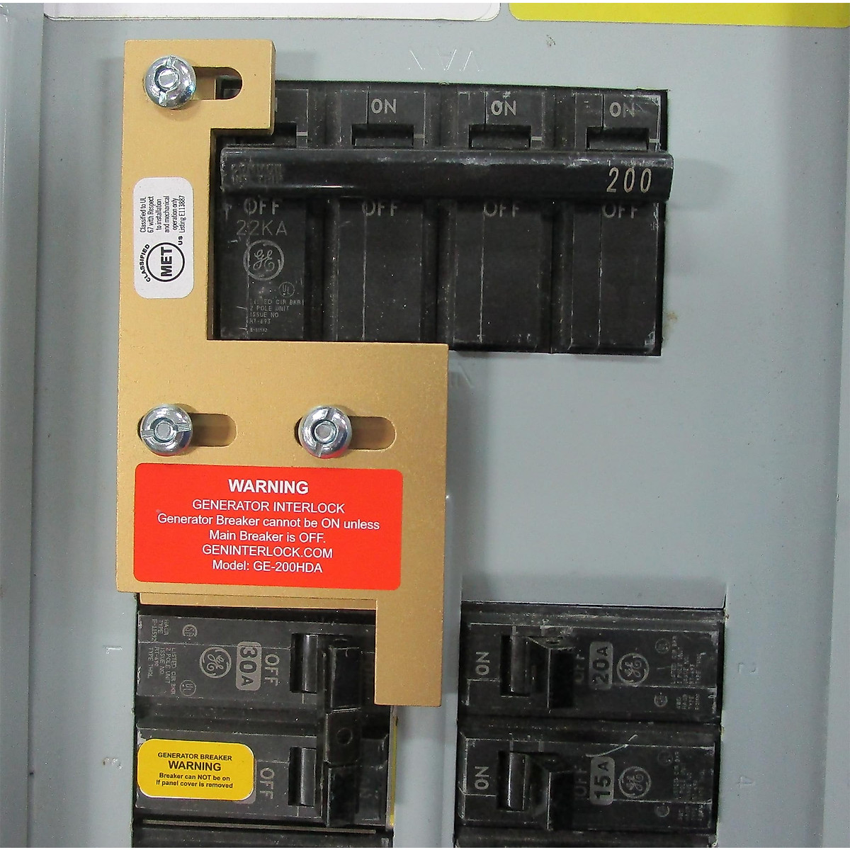 GE-200HDA GE General Electric Generator Interlock Kit for Verticle Main 150 or 200 amp Panel