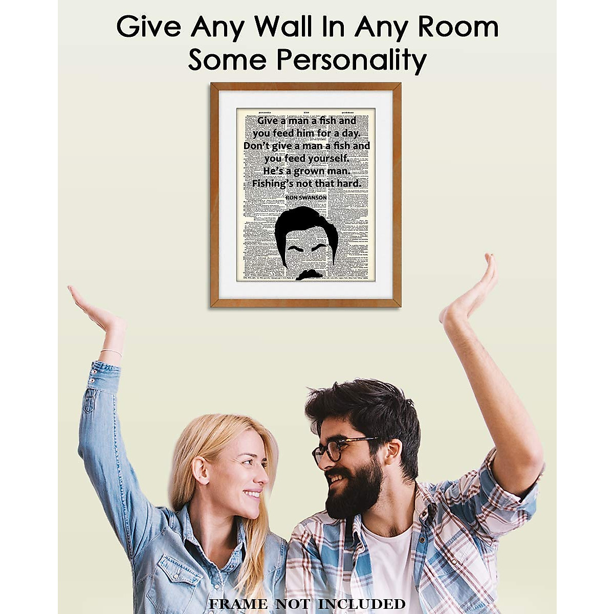 Positive Affirmations Wall Decor for Kids: "Give a Man a Fish" Ron Swanson 8x10 Inspirational, Motivational Poster & Motivational Wall Art Office Decor for Men & Women