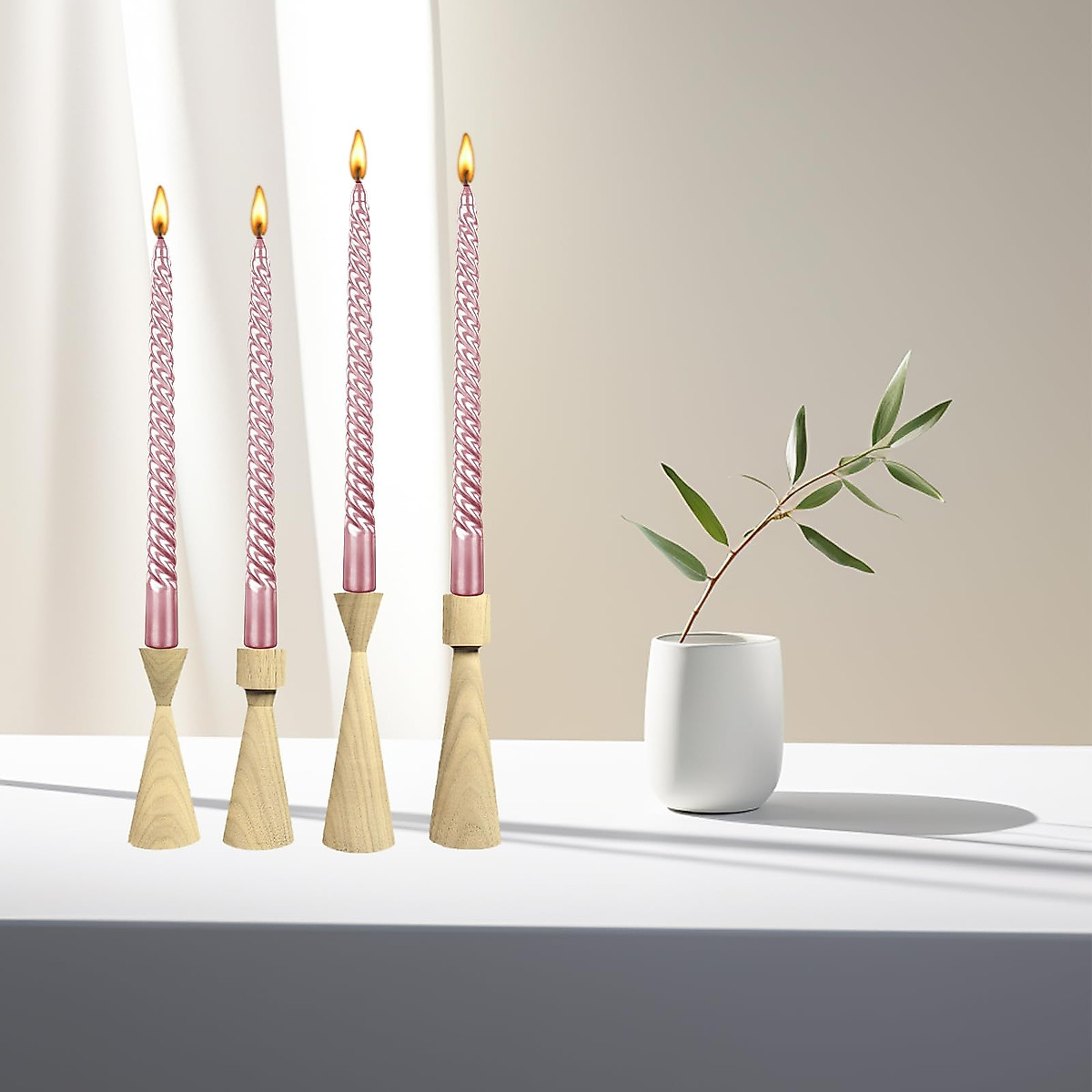 10 Inch Pink Taper Candle, Set of 12,Tapered Candle Burn for 8 Hours, Long Candle Sticks,Tall Candlesticks, Taper Spiral Candles, Dinner Candle Party, Wedding, Halloween (25cm, Pink)