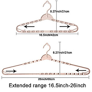 Foshine 4 Pack Extra Large Hangers Big Clothes Hangers Enlarge Adjustable Shoulder 16.5"-26" Drying Hanger Sturdy for Wide Polos Tops Cardigans Quilt Bath Towel Big and Tall Shirts (Light Pink)