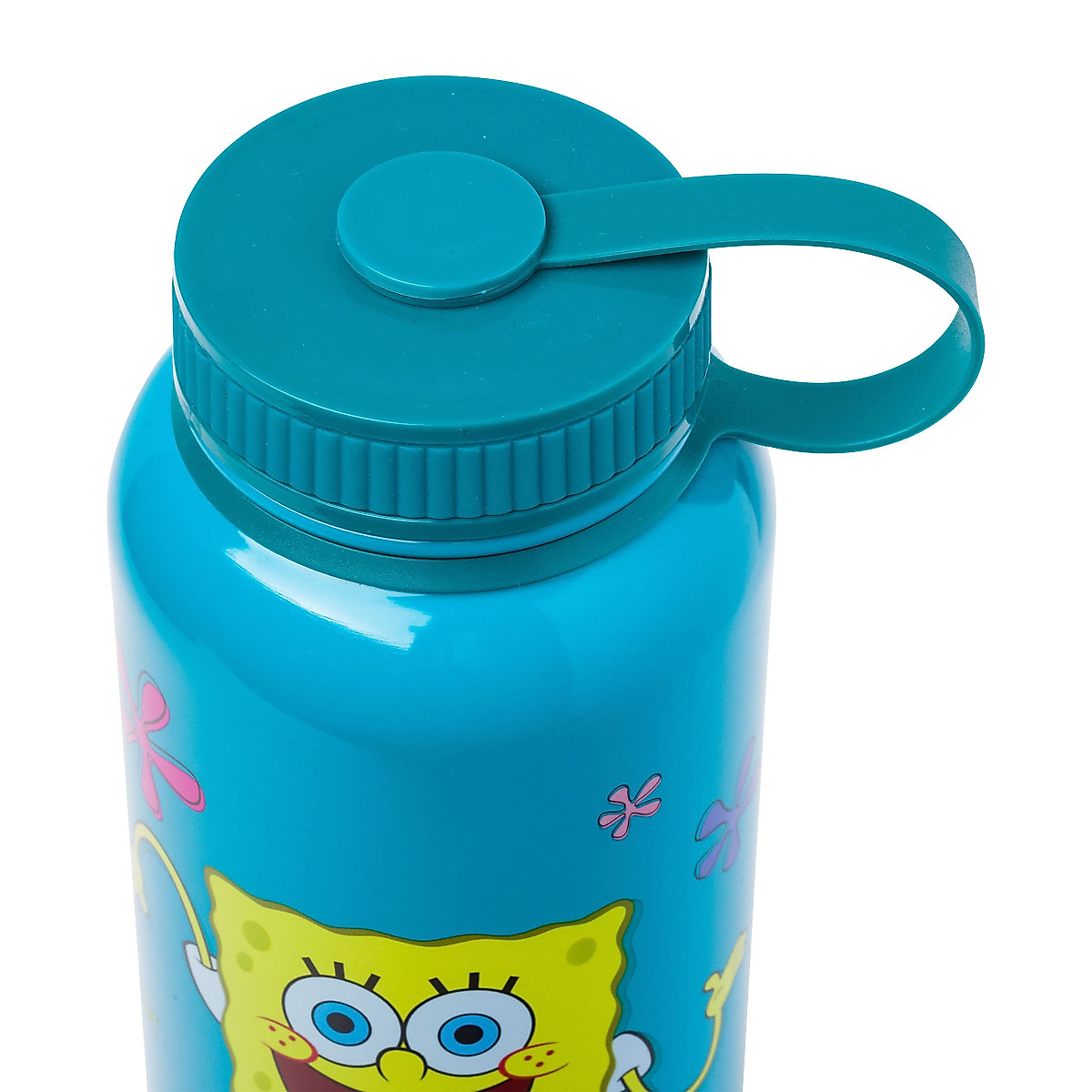 Silver Buffalo Spongebob Sup Fishes Stainless Steel Water Bottle With Twist Lid, 42 Ounces