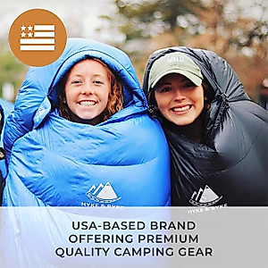Hyke & Byke Quandary 15°F Cold Weather Mummy Hiking & Backpacking Sleeping Bag - Duck Down 650 FP 3 Season Sleeping Bags for Adults - Ultralight with Compression Stuff Sack (Black, Long)