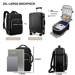 MOMUVO Large Travel Backpack for Women Airline Approved, 30L Carry on Backpack Flight Approved, 17 Inch Laptop Backpack Waterproof Luggage Backpack for Weekender Overnight Business