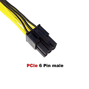 6 Pin Male to 8 Pin (6+2) Male PCIe Adapter Power Cable PCI Express Extension Cable (24 Inch)
