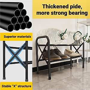 YEASHEIN 2-Tier Expandable Shoe Rack for Closet, Adjustable Shoe Organizer Metal Shoe Shelf for Entryway, Garage & Corridor, Free Standing Shoe Holders, Easy to Assemble