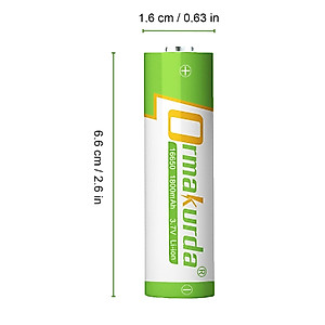 Ormakurda 16650 Rechargeable Battery, 16650 Battery 1800mAh 3.7V Li-ion Rechargeable Batteries with Button Top for Flashlights Torches (2Pack)