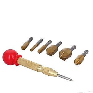 Utoolmart Countersink Drill Bit Set with Center Punch HSS 90 Degree 1/4 inches Hex Shank 5 Flute Bit 6mm-19mm