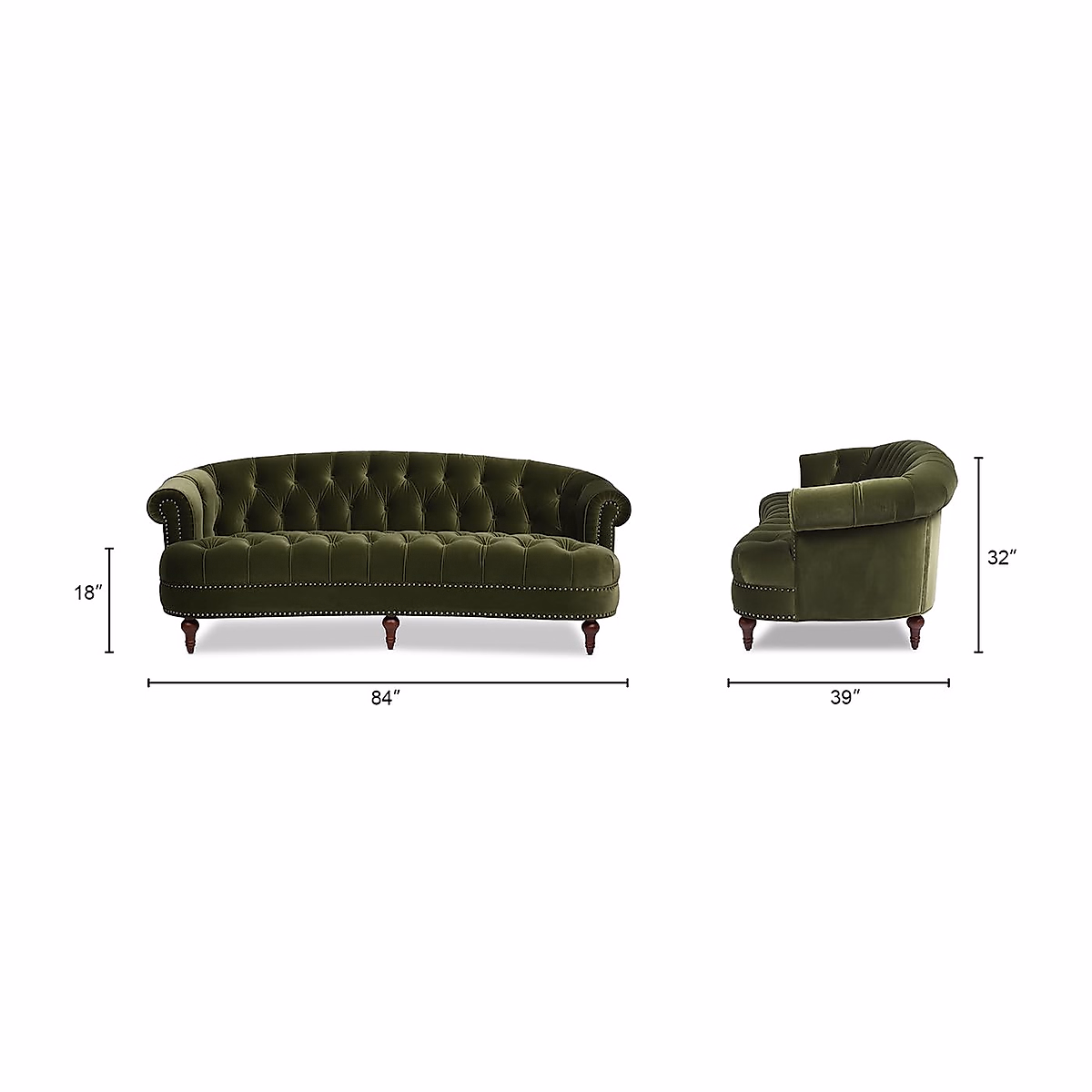 Jennifer Taylor Home La Rosa Victorian Chesterfield Tufted Sofa, Olive Green Performance Velvet