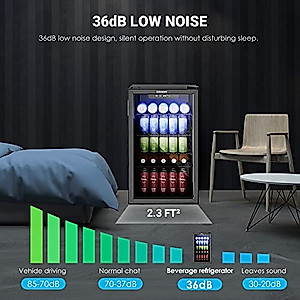 EUHOMY Beverage Refrigerator and Cooler, 126 Can Mini fridge with Glass Door, Small Refrigerator with Adjustable Shelves for Soda Beer or Wine, Perfect for Home/Bar/Office, Mini Refrigerators (Black)