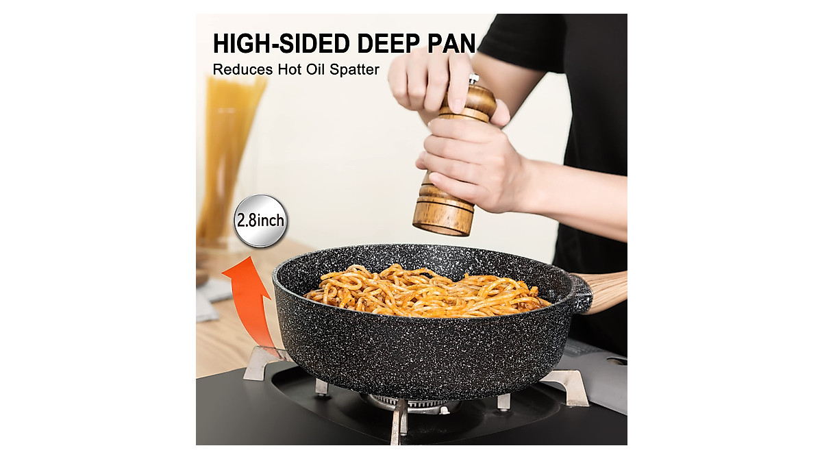 MICHELANGELO Nonstick Deep Frying Pan 9.5 Inch
