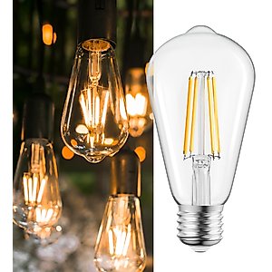 LED Edison Light Bulbs，6Pcs Vintage 6 Watt，Equivalent 60W Incandescent Light Bulbs，E26 Base Non Dimmable Decorative Antique Filament Light Bulbs with 85+ CRI，Warm White 750 lumens Lighting