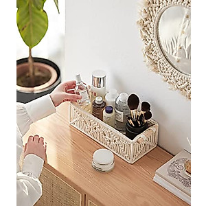 Taufey Macrame Storage Baskets Boho Decor Box Handmade Woven Decorative Countertop Toilet Tank Shelf Cabinet Organizer for Bedroom Living Room Nursery, Set of 2