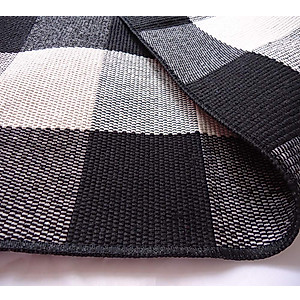 UKELER Buffalo Plaid Rugs- Machine Washable Black and White Checkered Plaid Rug Hand-Woven Buffalo Checkered Kitchen Runner Rugs 51.2''x23.6''