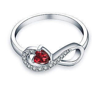 Promise Ring for Her Heart Birthstone Mother Daughter Love Jewelry With Birthstones Infinity Rings Women Best Friends Mothers Day Gifts 1 Stone Personalized Engraved Custom Name Sterling Silver