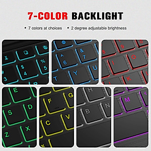 FINTIE 10-Inch Ultrathin Wireless Bluetooth Backlight Keyboard, [7 Color Backlit] Rechargeable Keyboard for iPad Samsung Tablet, iPhone Smartphone, iOS, Android Tablets Phone, Black