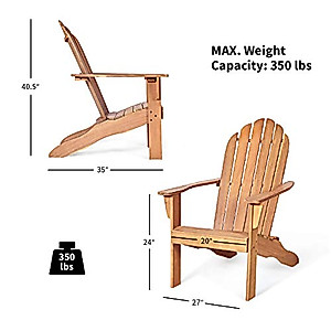 Giantex Adirondack Chair Set of 4 Acacia Wood Outdoor Chairs with 350 lbs Weight Capacity, Lounge Chair Armchair for Yard, Patio, Garden, Poolside, Balcony, Deck Fire Pit Chairs, Natural