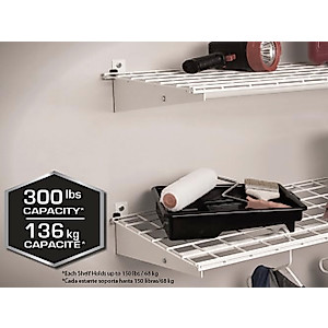 Hyloft 777 36-Inch X 18-Inch Adjustable Steel Wall Shelf, Storage Rack for Garage with Hanging Rod, White, 2-Pack