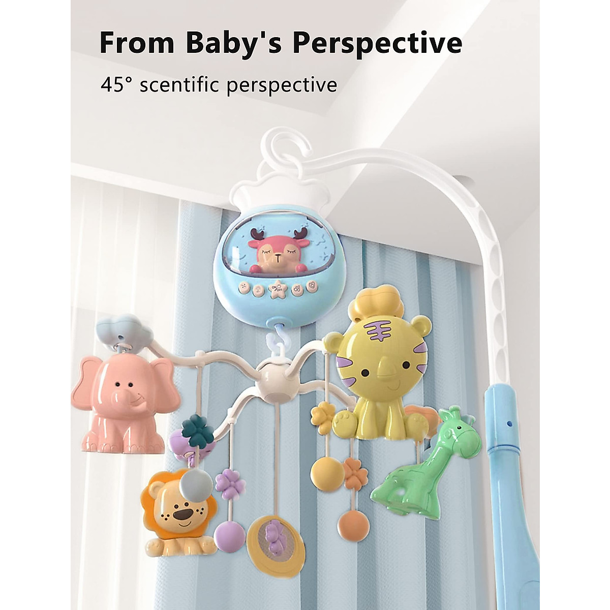 Musical Baby Crib Mobile, Nursery Baby Mobile for Crib with Music Motor Spinner, Cartoon Baby Crib Toys for Boys & Girls, Crib Mount Mobiles with 18 lullabies, Hanging Rotating Rattles (Cars)