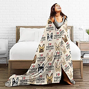 JASMODER Christmas Throw Blanket French Bulldog Soft Microfiber Lightweight Cozy Warm Blankets for Couch Bedroom Living Room