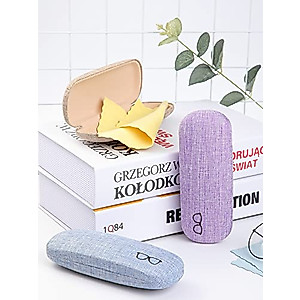 3 Sets Hard Shell Eyeglasses Case Fabric Portable Drawstring Bag with Cleaning Cloth for Glass Storage
