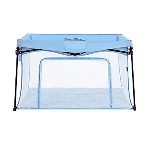 Dream On Me Ziggy Square Baby Playpen in Blue, Easy Set Up and Lightweight, Breathable Mesh Walls, Playpen for Babies and Toddlers