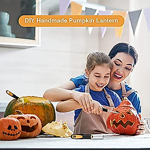 Yixiang Halloween Pumpkin Carving Kit, 5 Pieces Heavy Duty Professional Stainless Steel Carving Tools Set for Halloween Decorations, Included 4 LED Candles