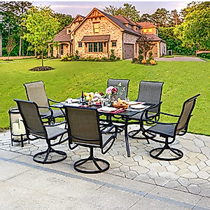 MEOOEM Outdoor Swivel Chairs Set of 6 Bistro Patio Dining Chairs High Back Armchairs for Garden Backyard, Supports 250 lbs