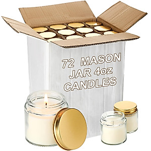 Jutom 72 Pack Mini Mason Jar Candles Bulk 4oz Small Lavender Scented Candles Stress Relief Aromatherapy Candles for Wedding Christmas Birthday Baby Showers Gifts Party Favors (Gold)