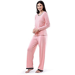 Fruit of the Loom Women's Long Sleeve Tee and Pant 2 Piece Sleep Set, Soft Pink, 3X