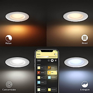 Philips Hue Smart Recessed 6 Inch LED Downlight Old Version - White and Color Ambiance Color-Changing Light, 1 Pack - 1100LM Control with App
