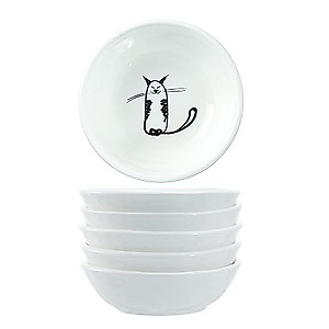 SOCOSY Super Cute Cat Ceramic Sauce Dish/Seasoning Dish/Sushi Soy Dipping Bowl/Appetizer Plates/Serving Dish for Kitchen Home(Set of 6)