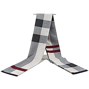 Geopty 2 Pack Mens Scarf, Soft Warm Cashmere Feel Winter Scarf for Men Black Grey Mens Scarves Set,Style B