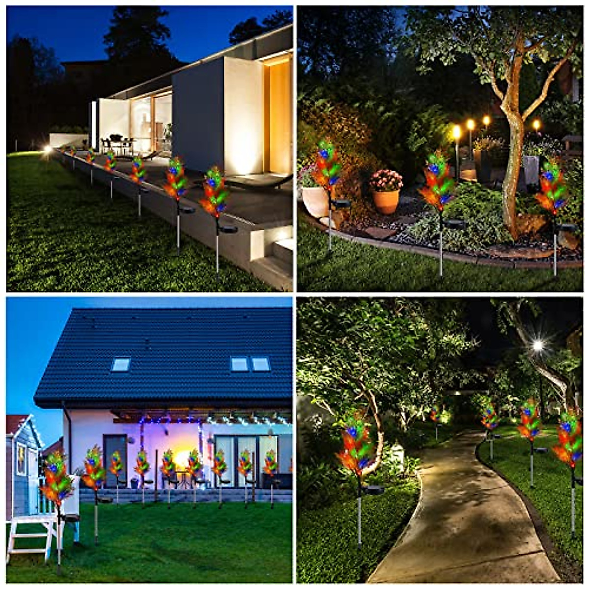 4 Pieces Solar Christmas Yard Decorations Tree Lights Garden Outdoor Waterproof, Christmas Tree Solar Stakes, Yard and Decoration Solar Flickering Tree Lights Patio Lawn Pathway