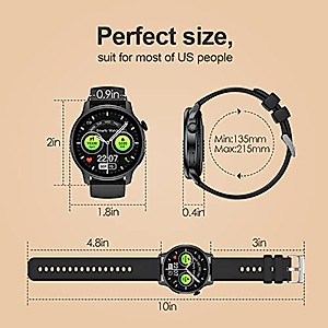 TOYCOD Smart Watch with Text & Call(Answer/Make), Bluetooth Fitness Tracker with 1.28” Round Touch Screen, IP68 Waterproof Heart Rate Blood Pressure Sleep Monitor, Activity Tracker, for Android iOS