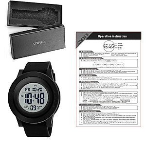 LYMFHCH Men's Digital Sports Watch LED Screen Large Face Electronics Military Watches for Men Waterproof Alarm Stopwatch Back Light Outdoor Army Watch