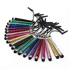 homEdge Mini Stylus Pen Set of 20 Pack, Universal Capacitive Stylus with 3.5 mm Jack Compatible with All Device with Capacitive Touch Screen – 10 Color