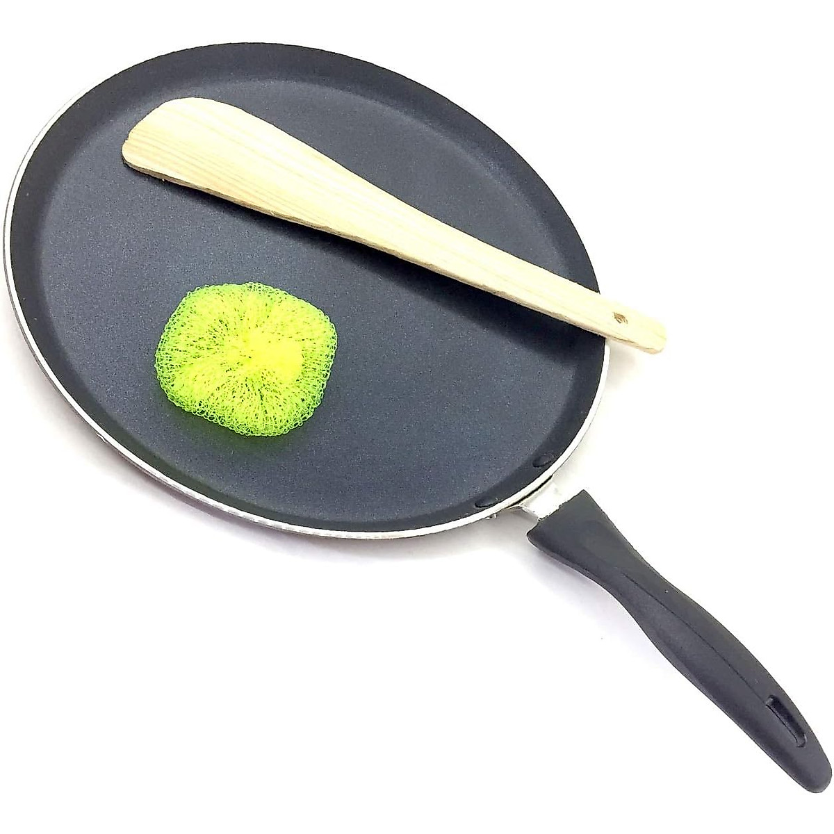 SHRIYA Non-Stick Dosa Pan, Aluminum, 10-Inch, Heat Resistant Bakelite Handle, Suitable for Gas Stovetop and Induction Base Cookware