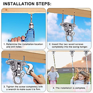 IOH 2 Pcs Heavy Duty Swing Hangers Stainless Steel 304 antirust【2000 lb Capacity】 180° Silent Swing, Playground Porch Yoga Seat Trapeze, Hammock Chair, Hanging Kit, Swing Set Indoor Outdoor