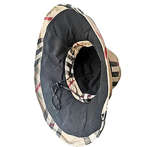 RUINUO Womens Plaid Bucket Hats Wide Brim Sun Hat Double Sided Windproof Summer Beach Hats for Fishing Hiking Travel Golf Beige