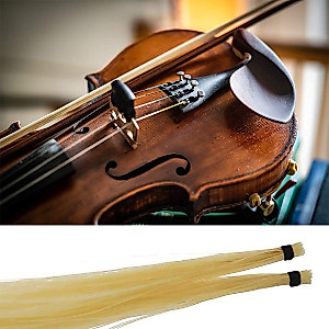 KAIY 2 Hanks Mongolian Horse Bow Hair for Violin, Professional Violin Bow Hair Made of Genuine, 29.5 Inch Natural White