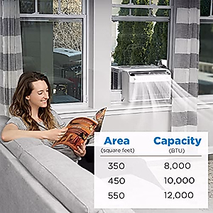 Midea 8,000 BTU U-Shaped Smart Inverter Window Air Conditioner–Cools up to 350 Sq. Ft., Ultra Quiet with Open Window Flexibility, Works with Alexa/Google Assistant, 35% Energy Savings, Remote Control