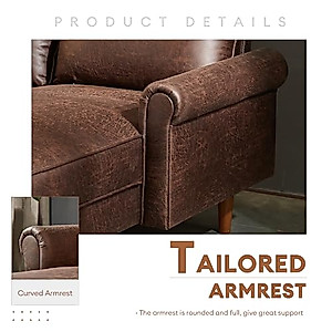 Weaxty 81.55" Sofa Couch, L Shaped Faux Leather Sectional with Chaise Suede Fabric Couch Sofas with Comfortable Cushions for Small Space Living Room Apartment, Right Chaise Dark Brown