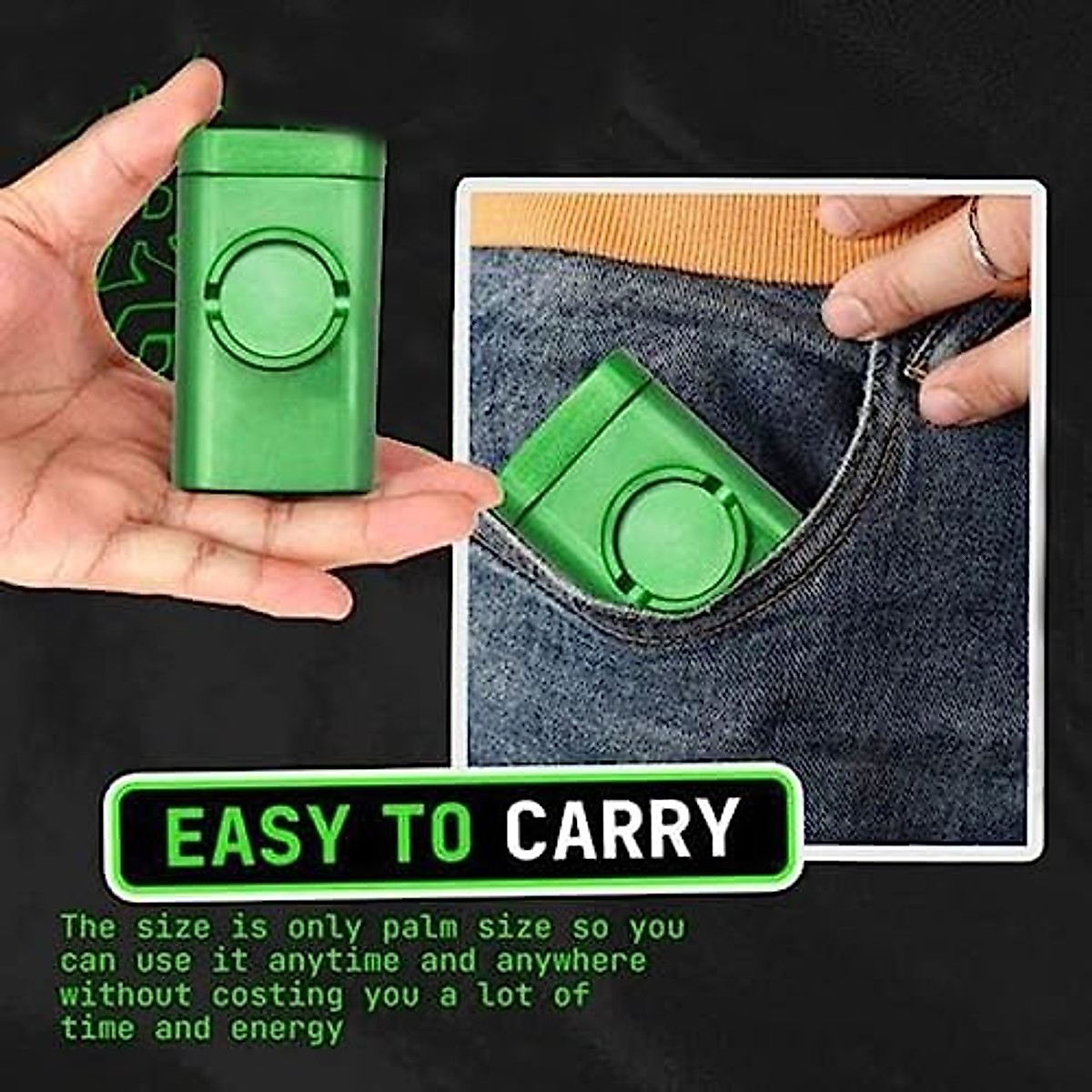 Storage Case with Mini Grinder All-in-one, Portable for On The Go (black)