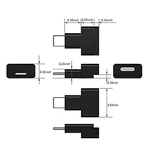 EMATETEK Dock Extender Connector Female to Male. Transfer Audio, Video, Picture, Data and Charging. 2PCS Extension Docking Charger Adapter for Lifeproof, Otterbox Cases. (White & Black)